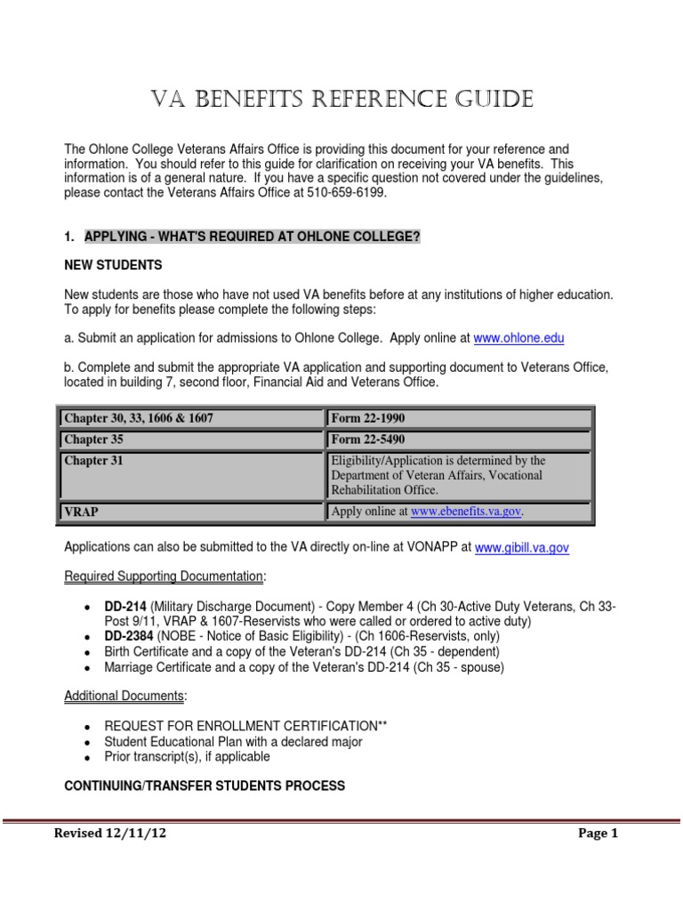 VA Benefits Reference Guide | PDF | United States Department Of ...