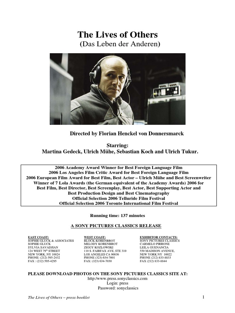 Das - Leben.der - Anderen.2006 (Souvenir Discussion Booklet From Sony ...