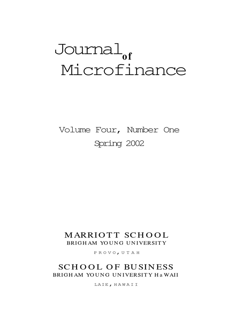 Journal of Microfinance | PDF | New Product Development | Microfinance