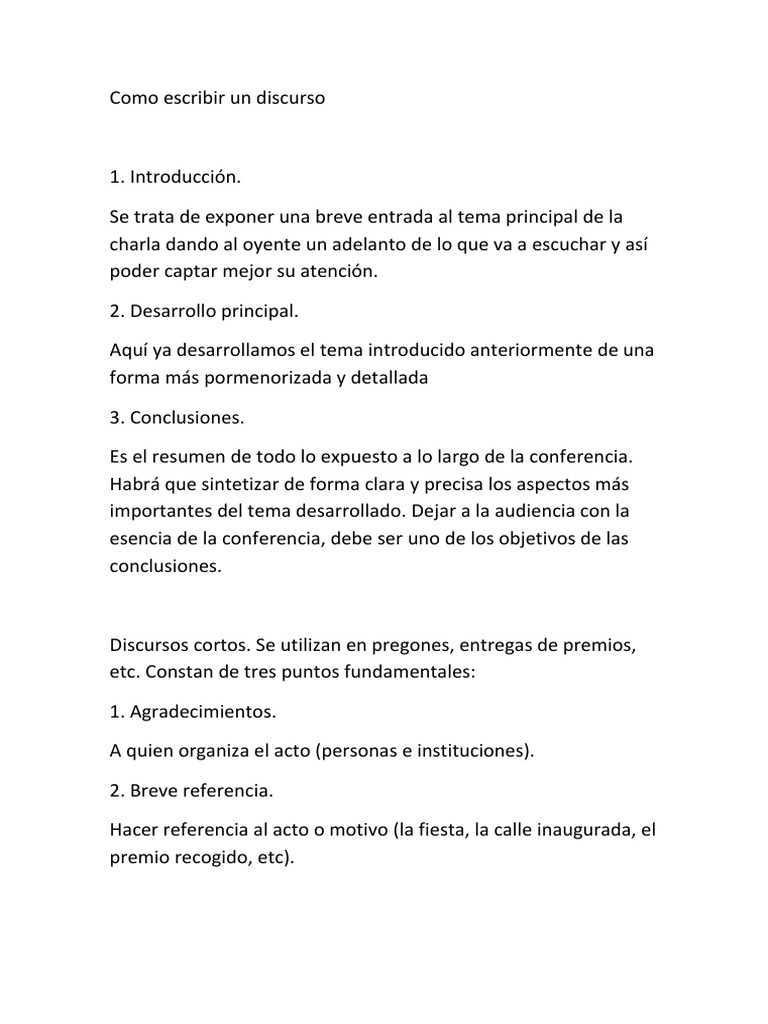 Como Escribir Un Discurso