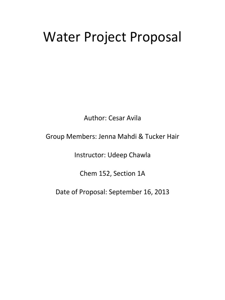 Water Project Proposal | PDF | Experiment | Ion