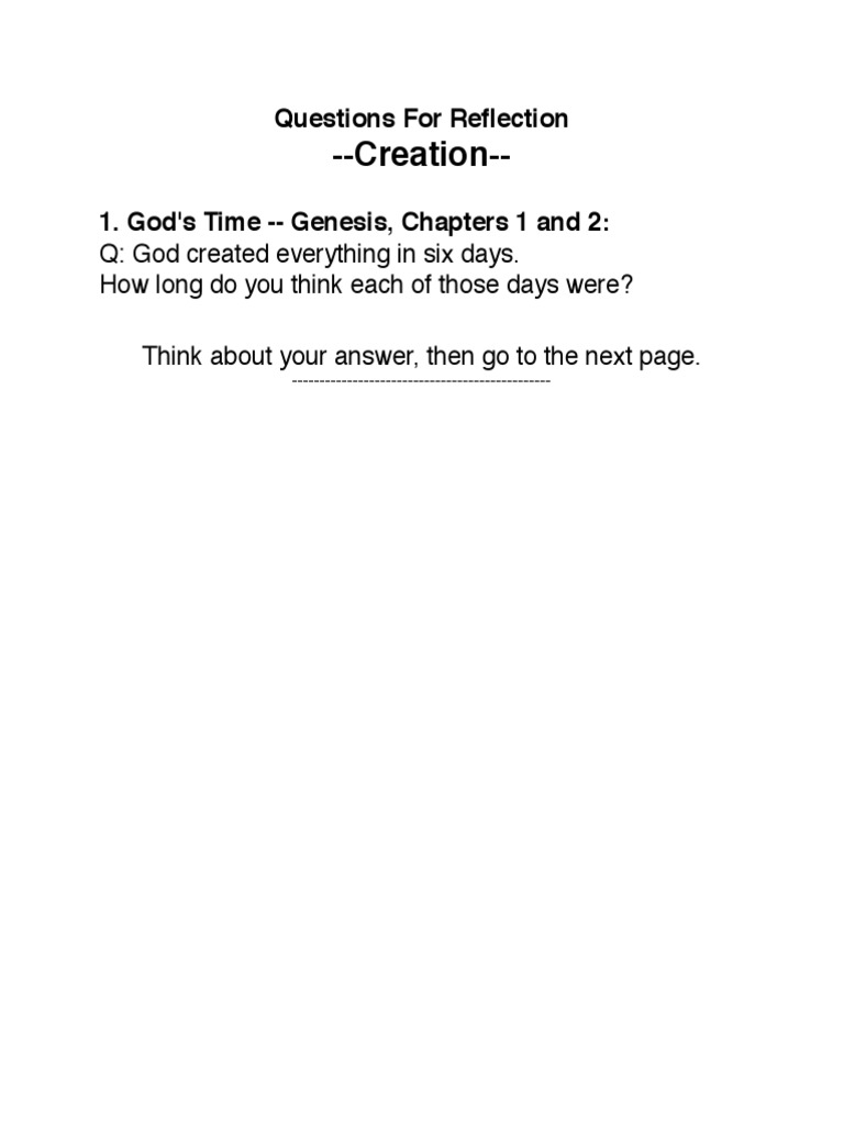 Genesis 1-3: Questions 4 Reflection | PDF