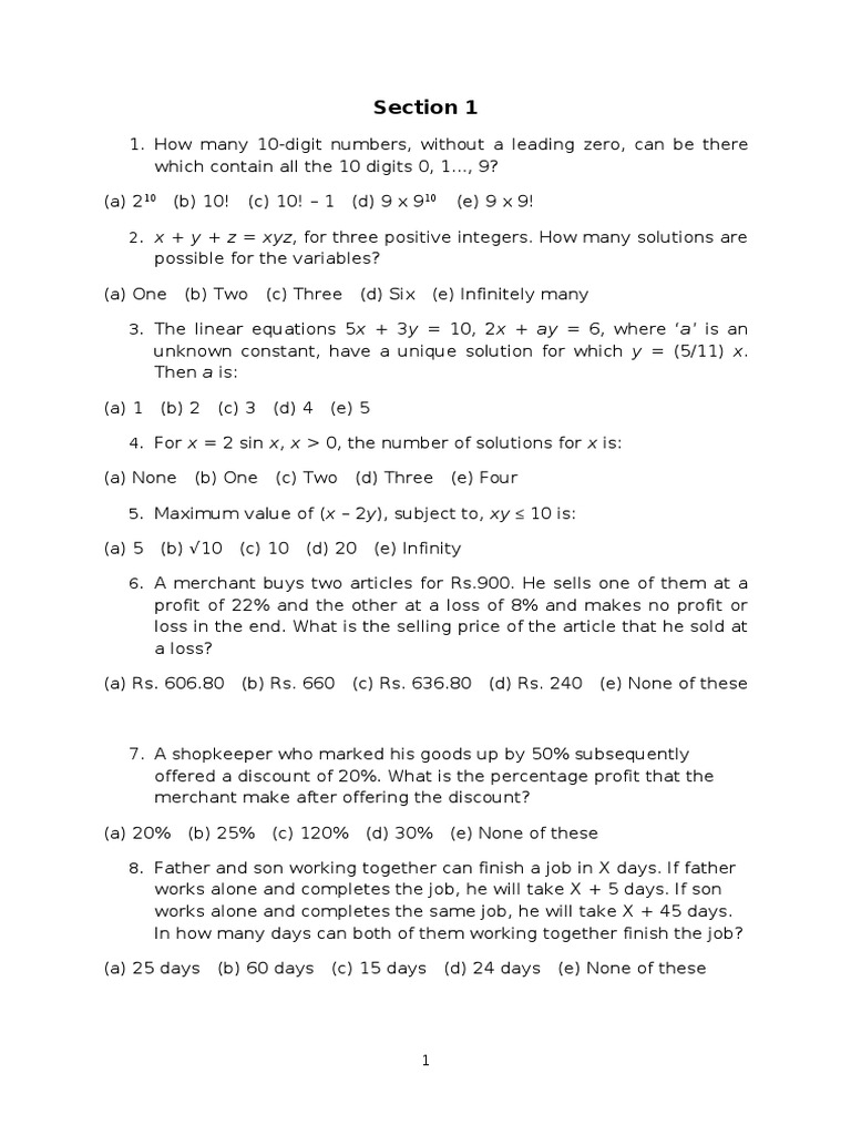 Emat Model Question Paper | PDF | Experience | Area