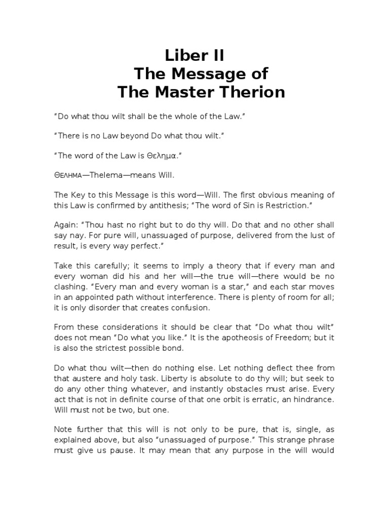 Message of The Master Therion, The | PDF | Thelema | Religious Belief ...