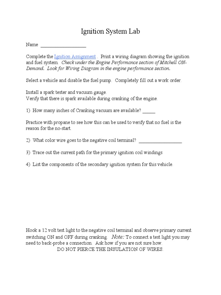 Ignition System Lab Assignment Guide | PDF