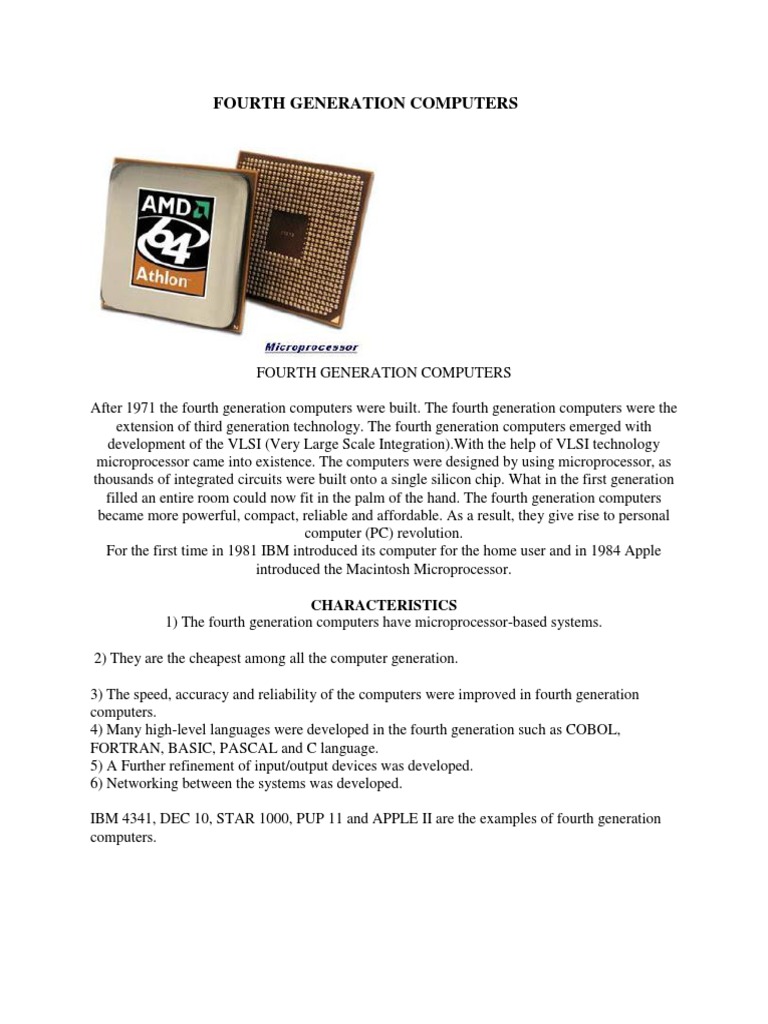 Fourth Generation Computers | PDF | Integrated Circuit | Very Large ...
