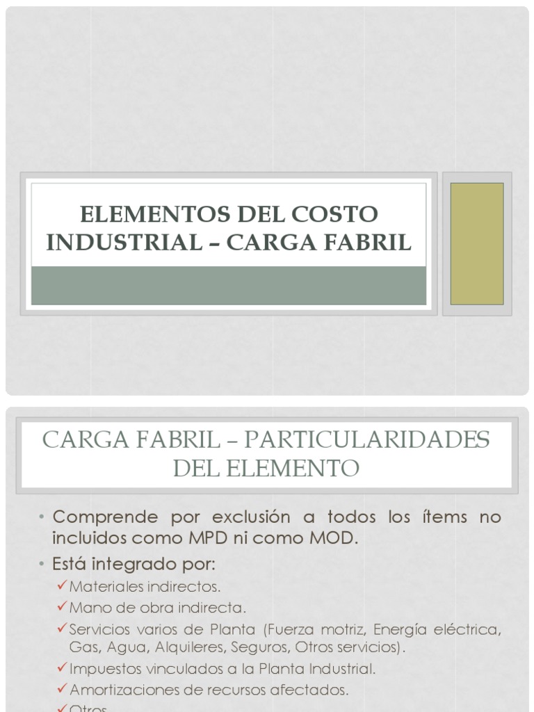 Elementos Del Costo Industrial - Carga Fabril I | PDF | Unidades de ...