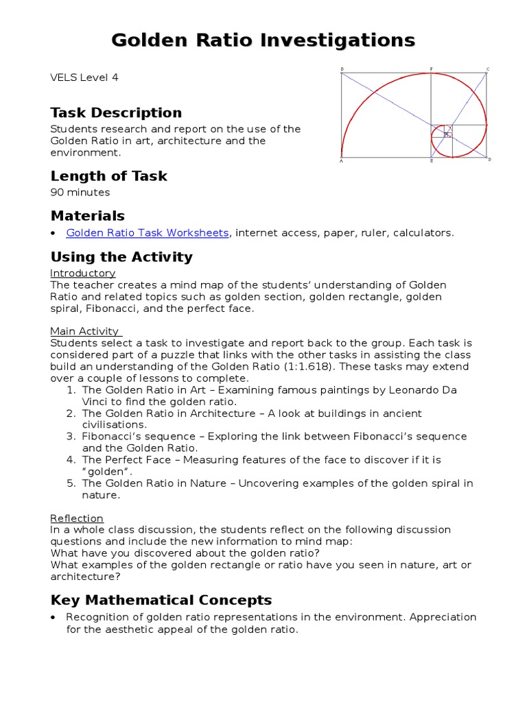 Golden Ratio Investigations | PDF | Ratio | Teaching Mathematics