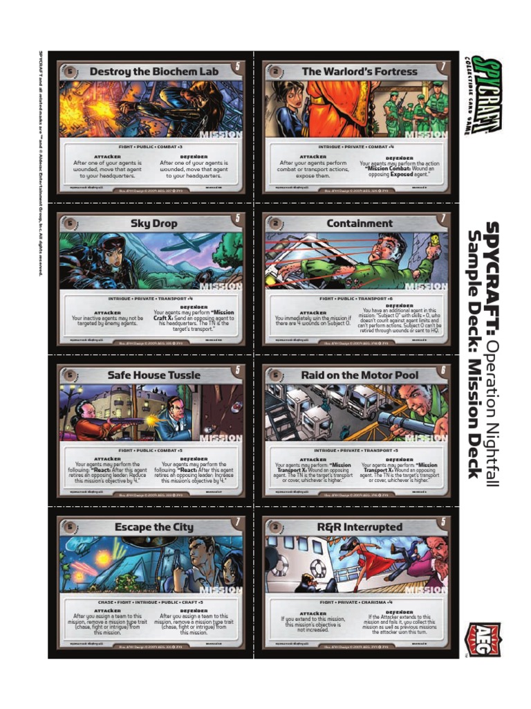 Spycraft CCG - Sample Missions Deck | PDF | Gaming | Leisure