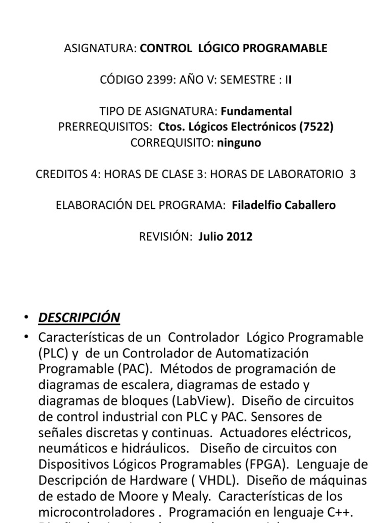 Contenido de PLC | PDF | Controlador lógico programable | Arreglos de compuertas lógicas ...