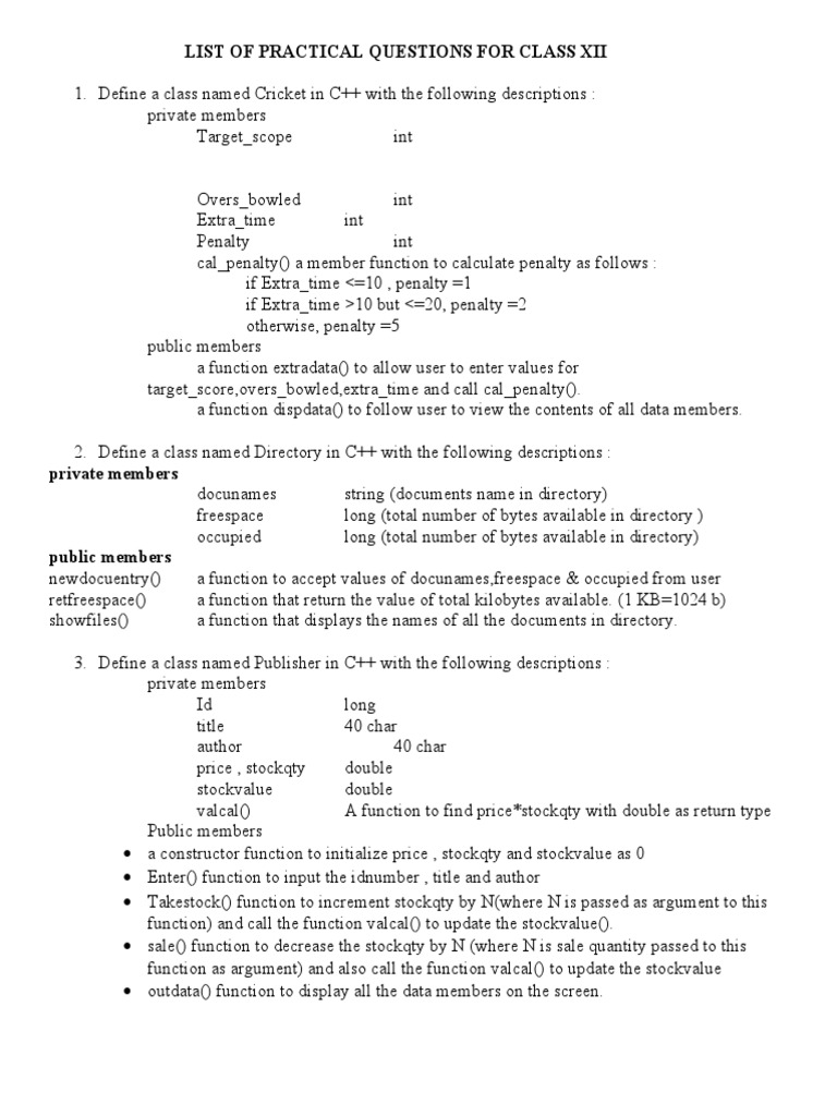 Class Xii Board Practical Question Pdf Subroutine Parameter Computer Programming