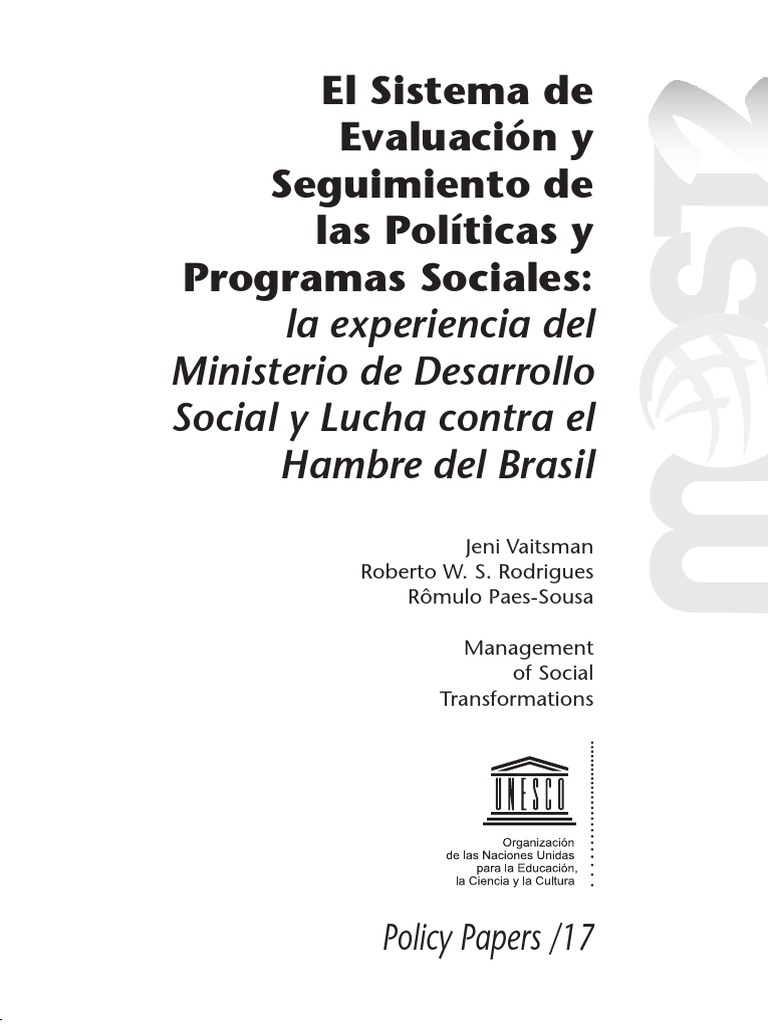 Sistema Evaluacion y Seguimiento Politicas Programa Socilles - Caso Brasil-Pg 75 | PDF ...
