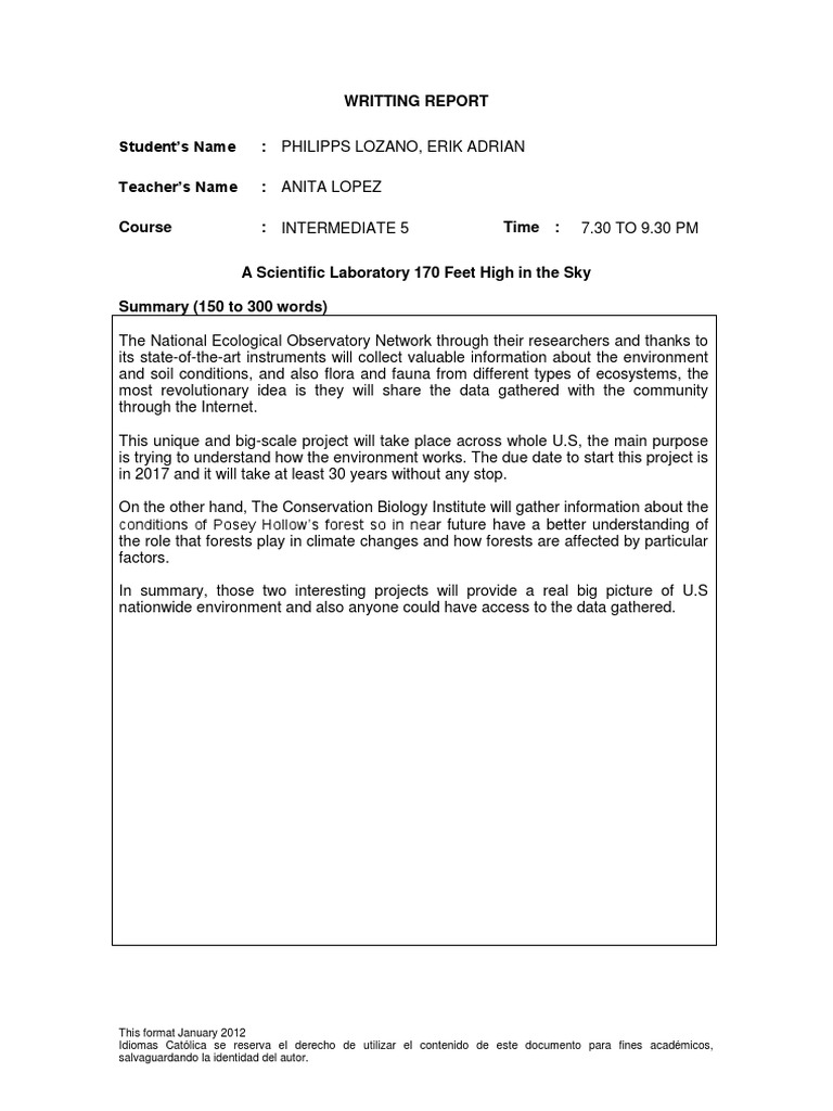 Writting Report | PDF | Natural Environment | Science And Technology