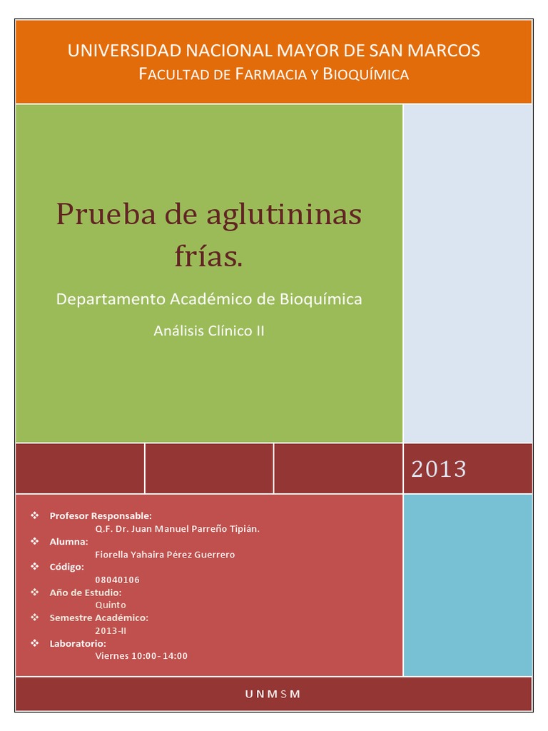 Labo 1 Prueba de Aglutininas Frias