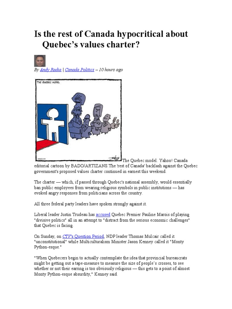 Quebec Values Charter Debate | PDF | Travel