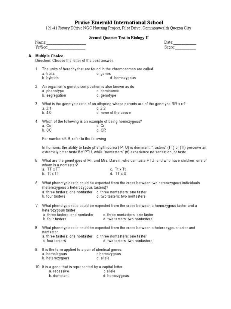 bIOLOGY EXAMINATION | PDF | Zygosity | Dominance (Genetics)