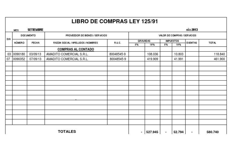 Libro de Compras | PDF