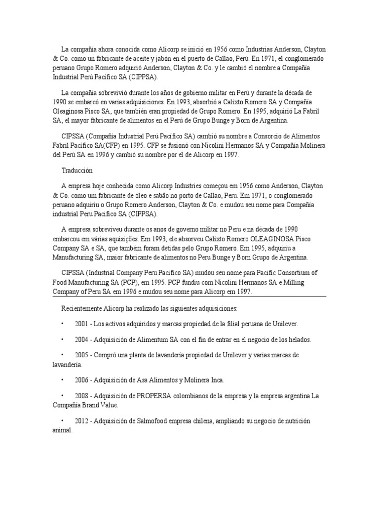 Ali Corp | PDF | Perú | Empresas
