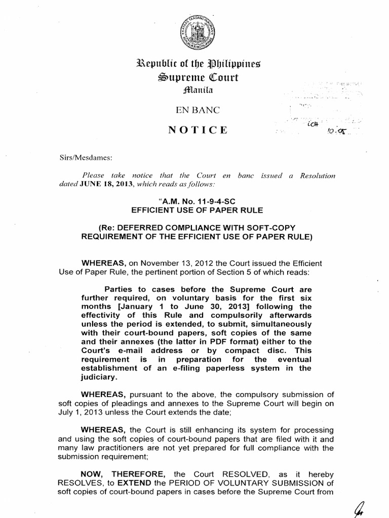 A.M. No. 11-9-4-SC (Deferred Compliance With Soft-Copy Requirement of ...