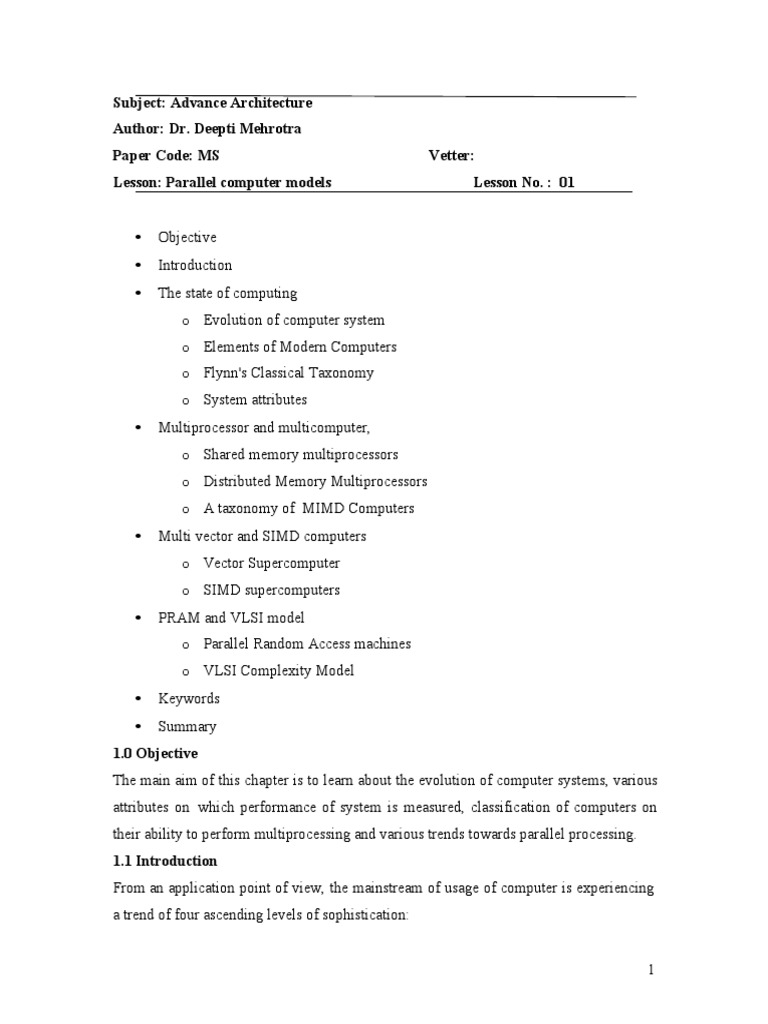 Advanced Computer Architecture Pdf Parallel Computing Central Processing Unit