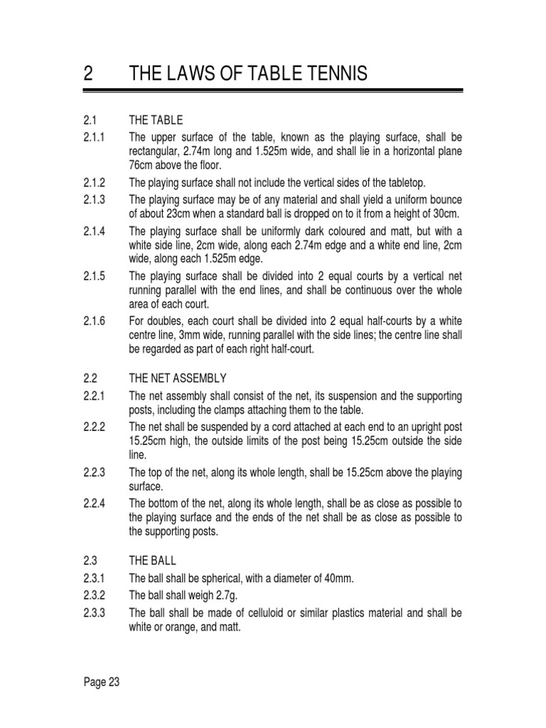 Laws of Table Tennis 2 PDF PDF Table Tennis Ball Games
