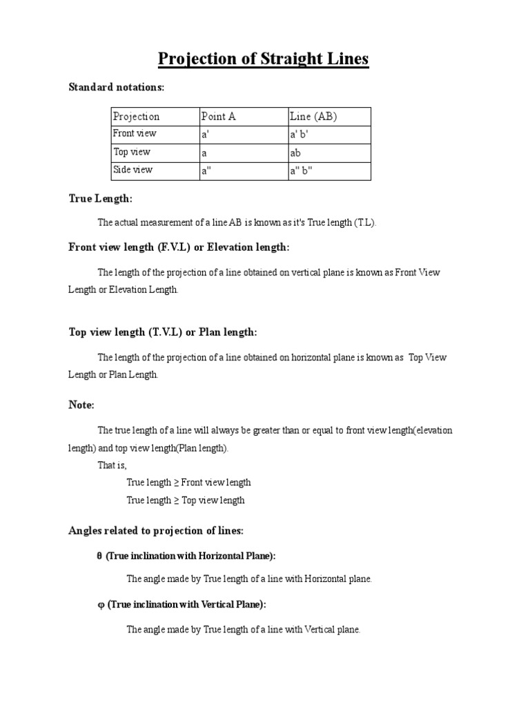 Projection of Lines | PDF | Line (Geometry) | Angle