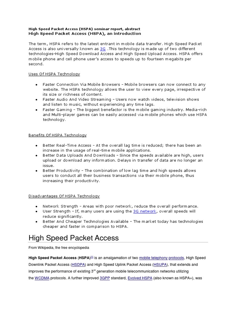 Hspa Seminar | PDF | High Speed Packet Access | Telecommunications Equipment