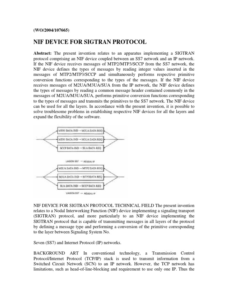 Nif Device For Sigtran Protocol | PDF | Communications Protocols | Internet Protocol Suite