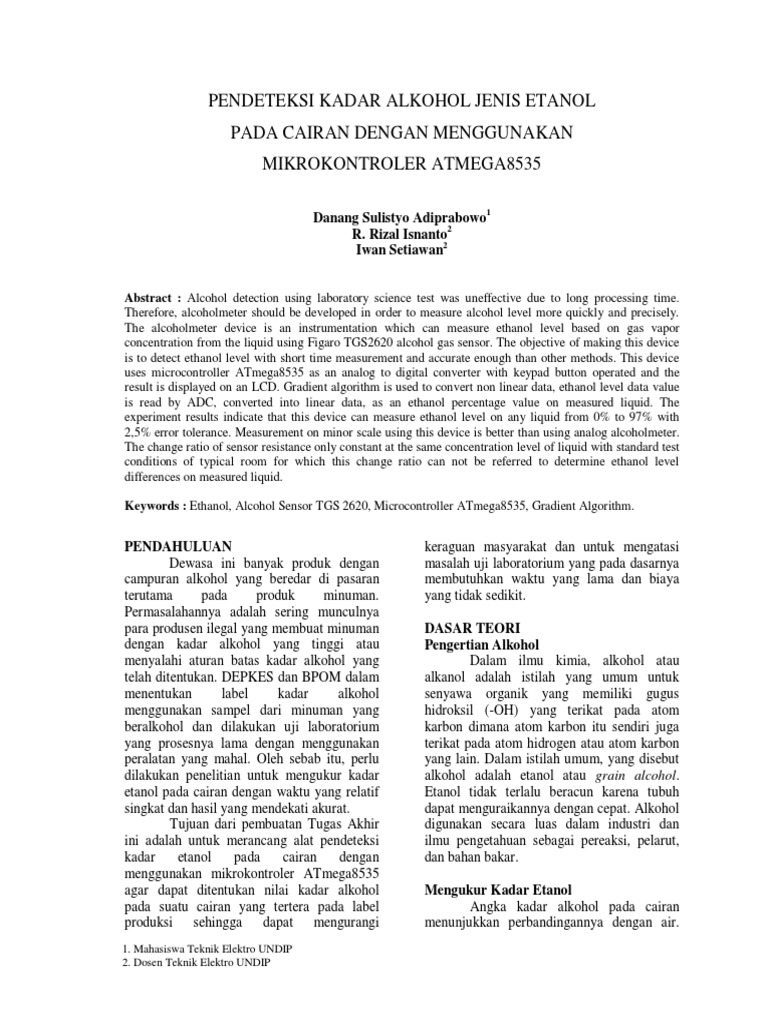 Pendeteksi Kadar Alkohol Jenis Etanol | PDF