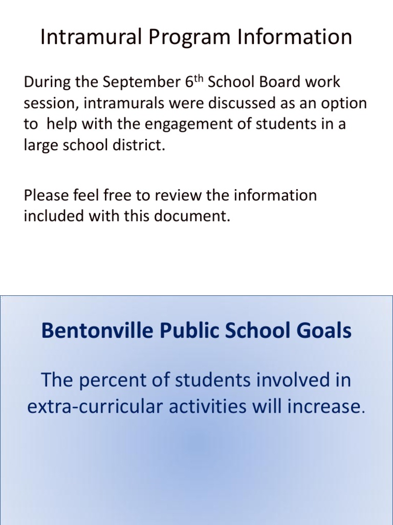 Intramural Program Information | PDF | Sports | Teachers
