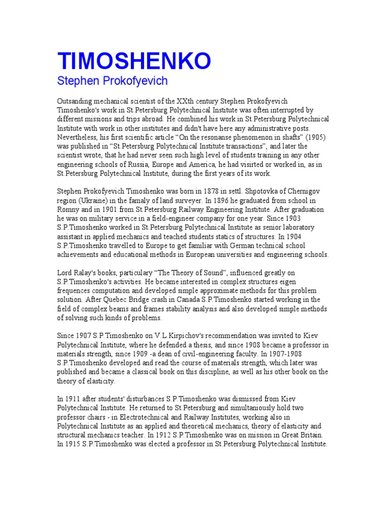 Timoshenko 1 | PDF | Mechanical Engineering | Science