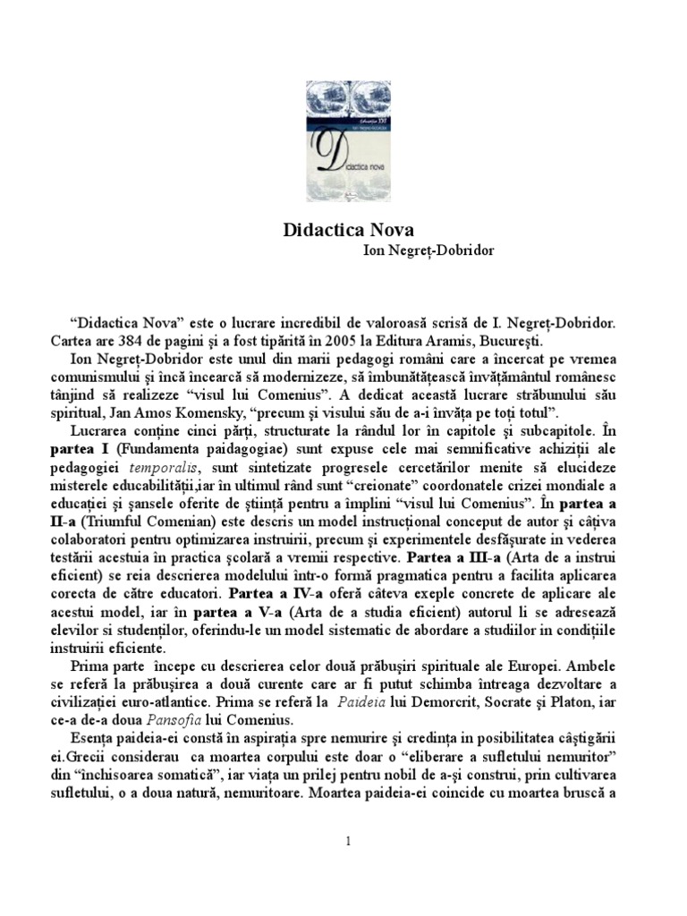 Rezumat "Didactica Nova" | PDF