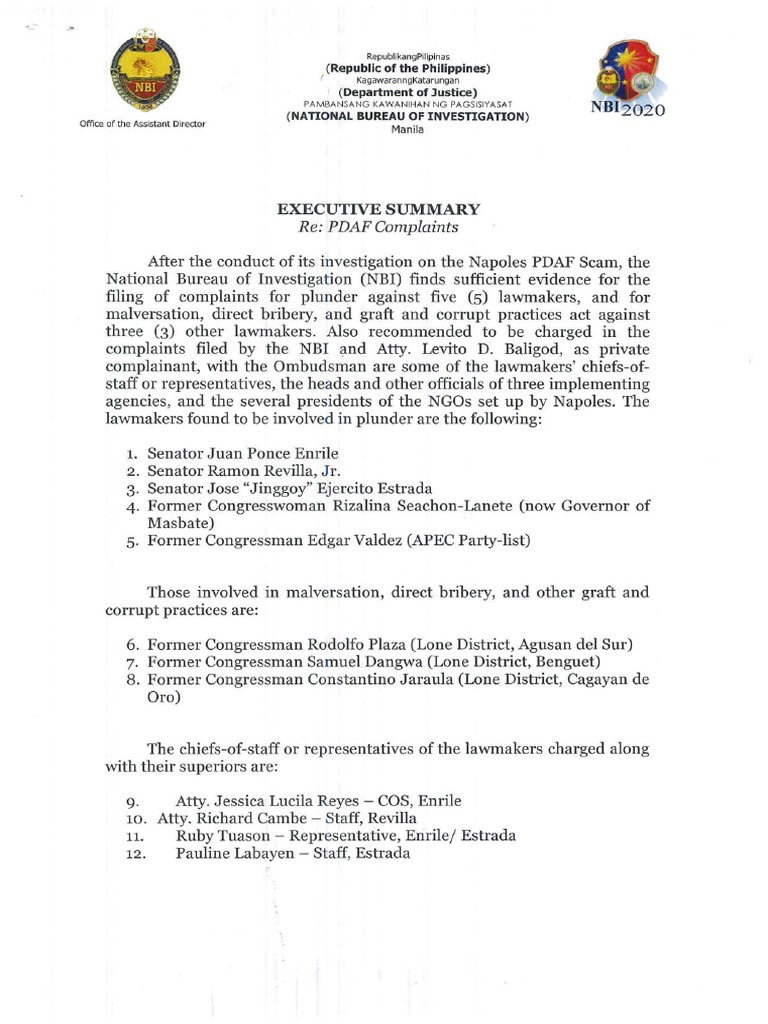 Executive Summary (PDAF Complaint) | PDF