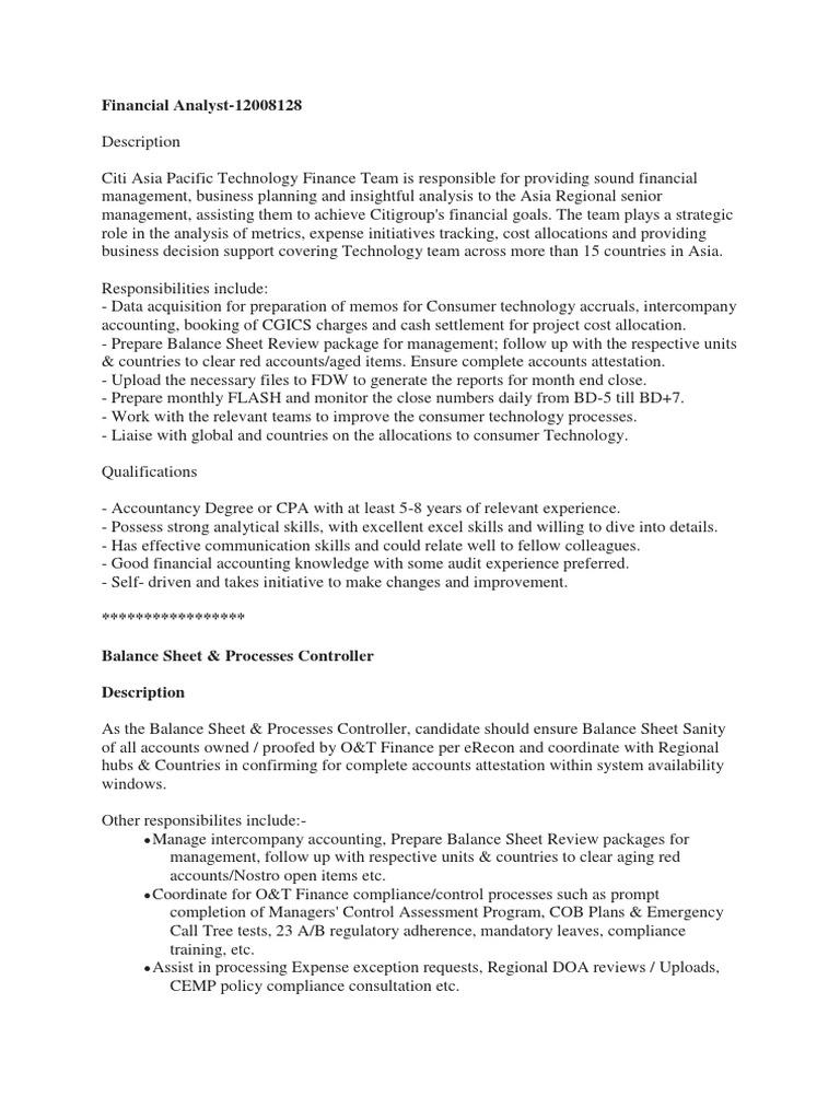 Financial Analyst | PDF | Accounting | Audit