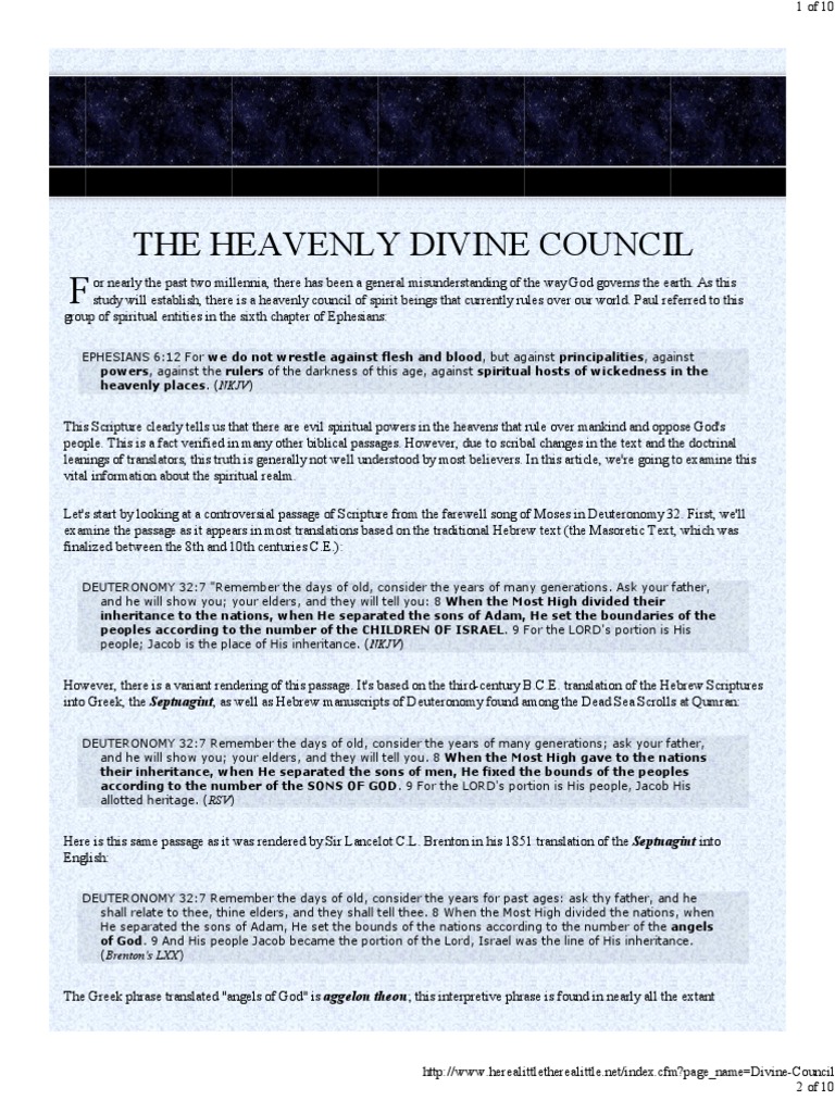 The Heavenly Divine Council | God The Father | Septuagint