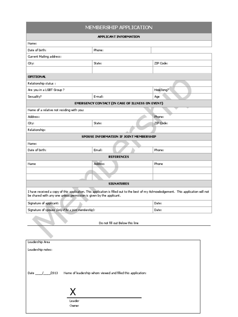 Membership Application Form Template | PDF | Politics