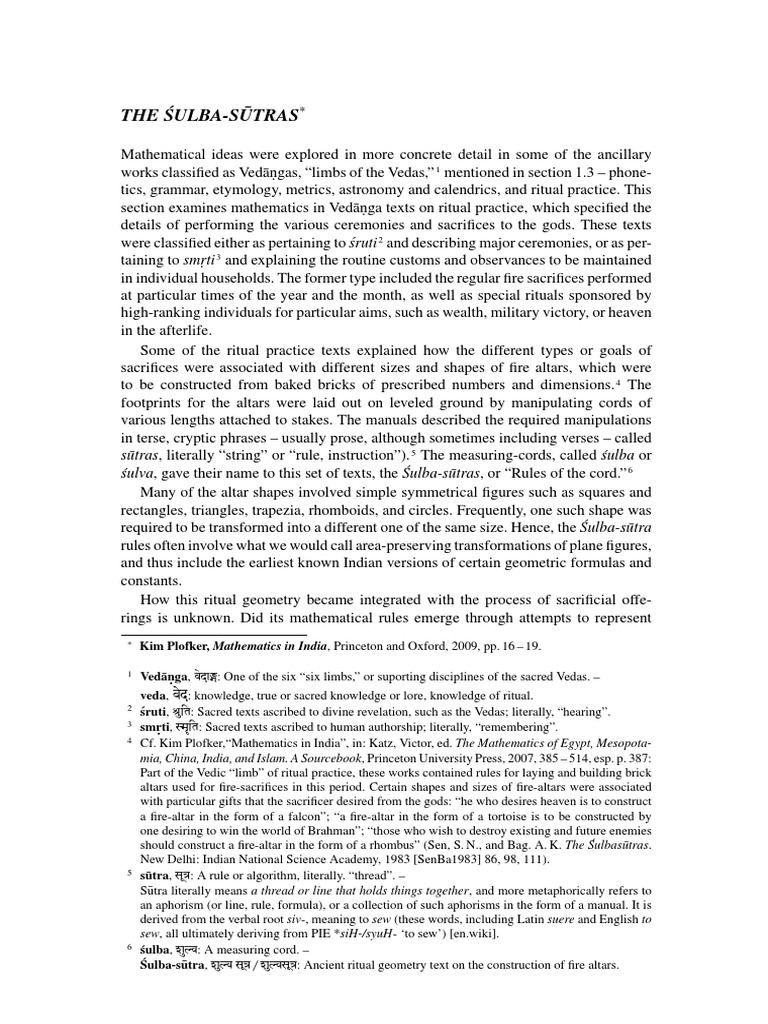 Sulba Sutras | Sutra | Vedas