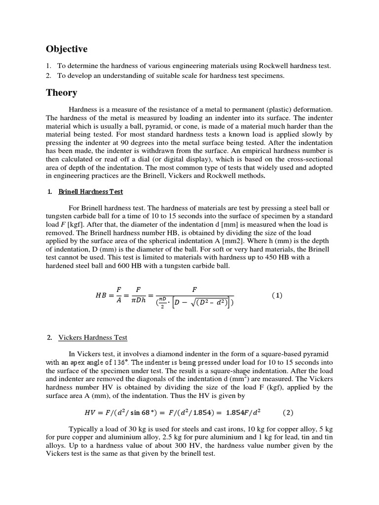 Hardness Testing Methods and Procedures | PDF | Hardness | Tests
