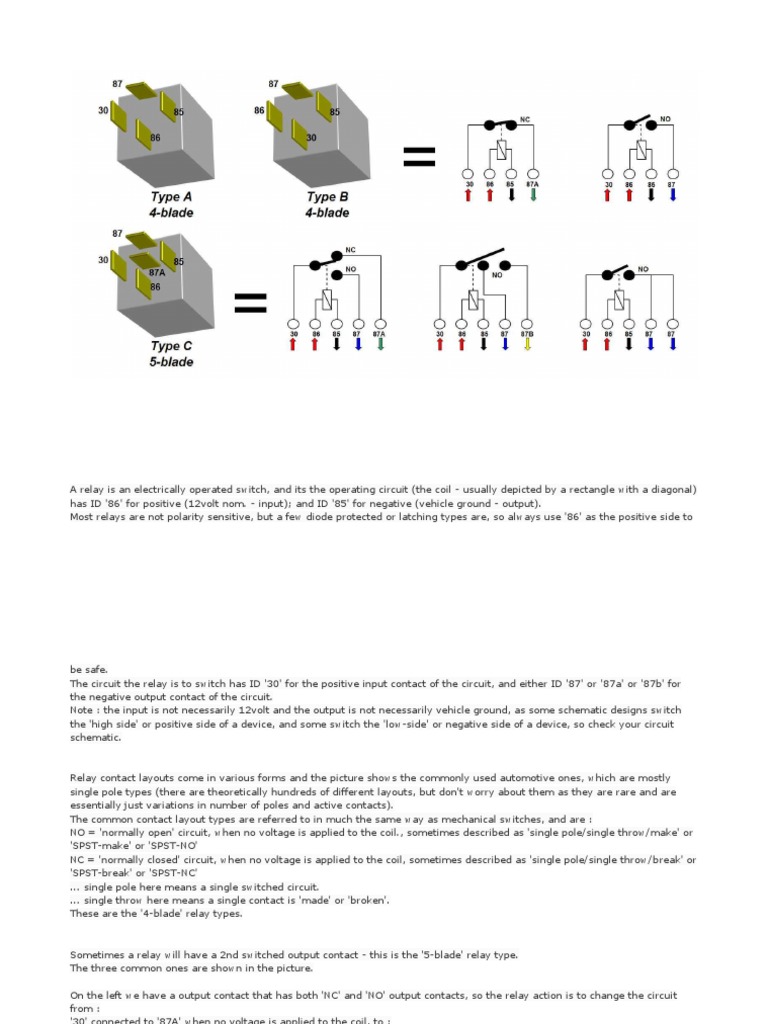 Automotive Relay Basics | PDF | Relay | Switch