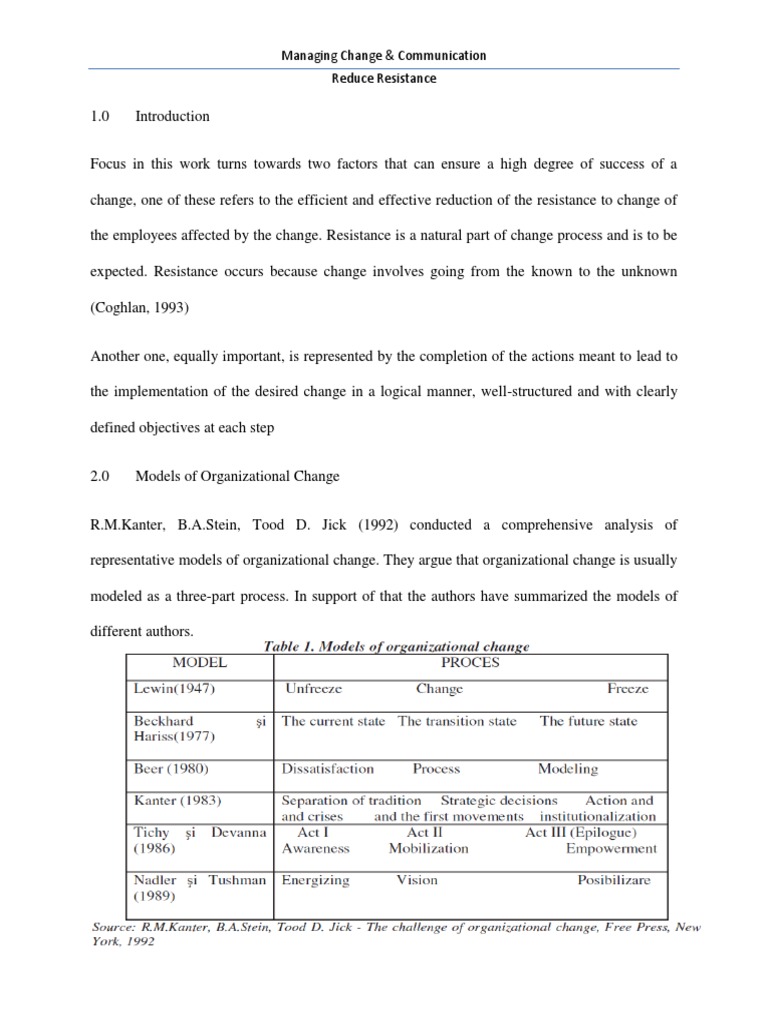 Managing Change & Communication Reduce Resistance | PDF | Change ...