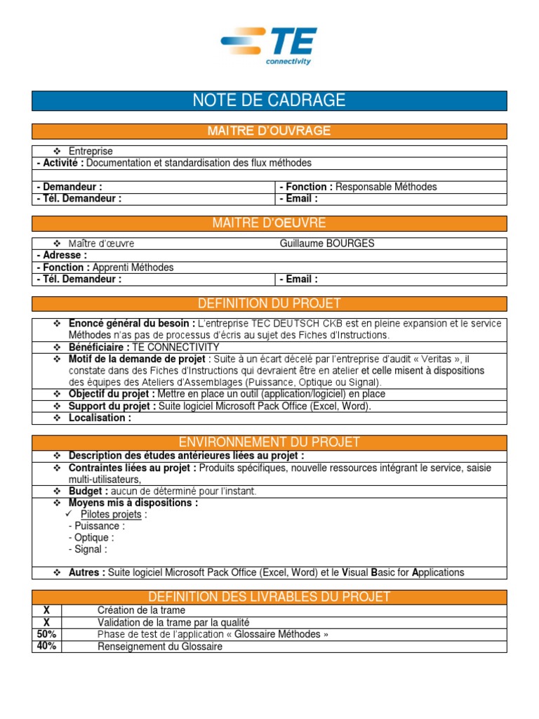 Note de Cadrage | PDF