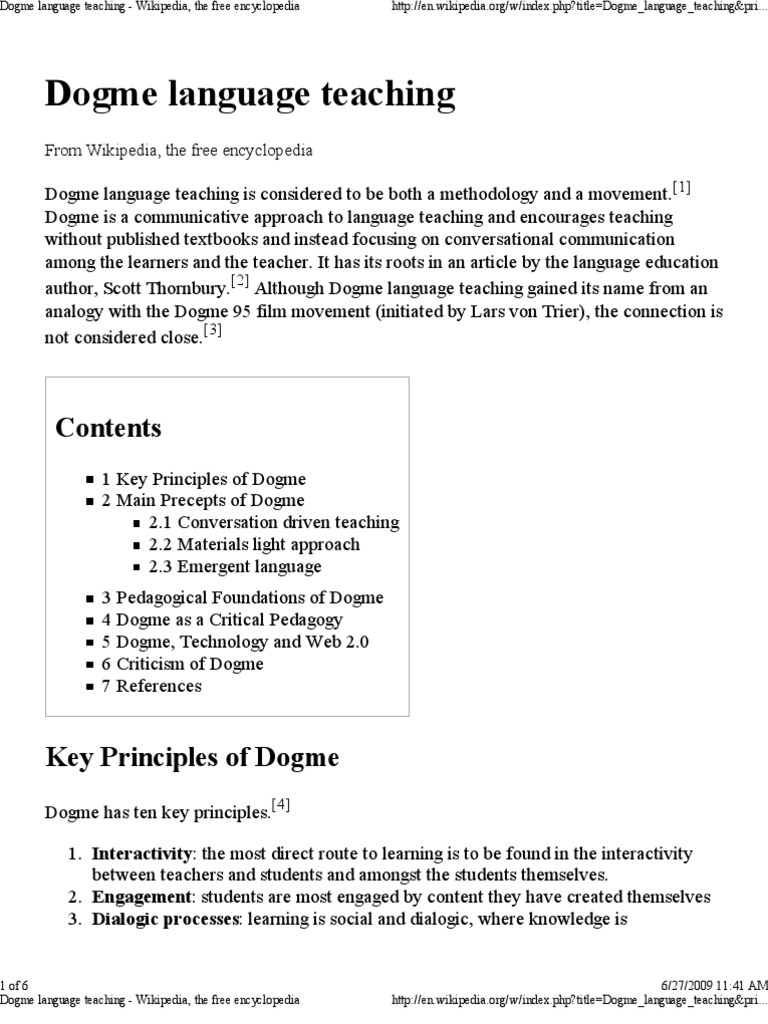 Dogme Language Teaching - Wikipedia June2009 | PDF | Learning ...