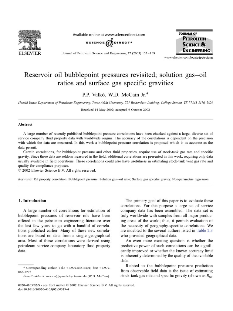 PVT Correlations McCain - Valko | PDF | Accuracy And Precision | Petroleum
