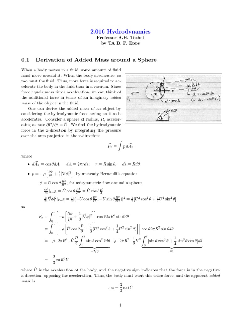 Added Mass Calculation | PDF | Trigonometric Functions | Mass