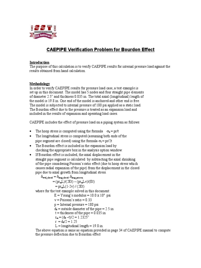 Cae Pipe Bourdon Effect | PDF | Stress (Mechanics) | Pounds Per Square Inch