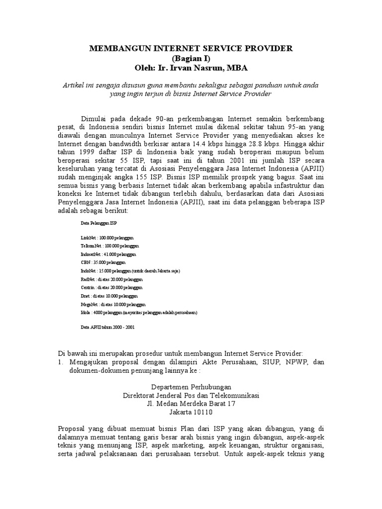 Membangun Internet Service Provider | PDF | Bisnis | Komputer