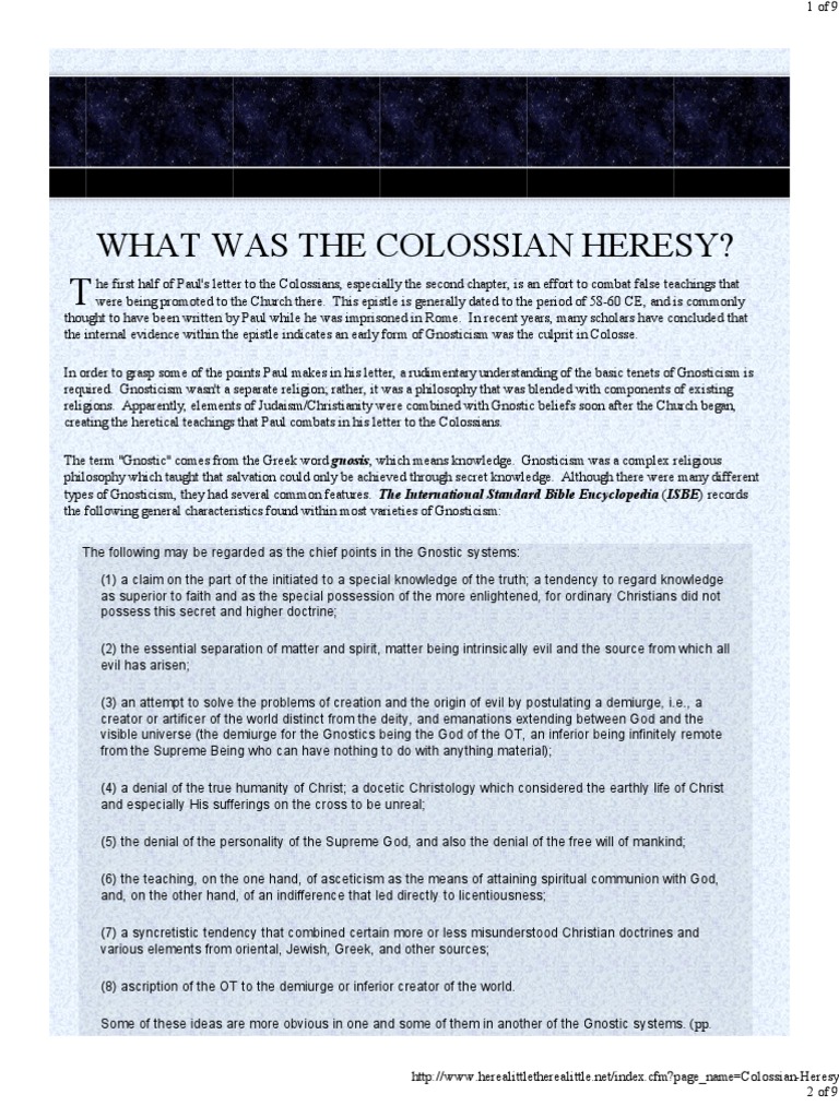 What was the Colossian Heresy? | Epistle To The Colossians | Gnosticism