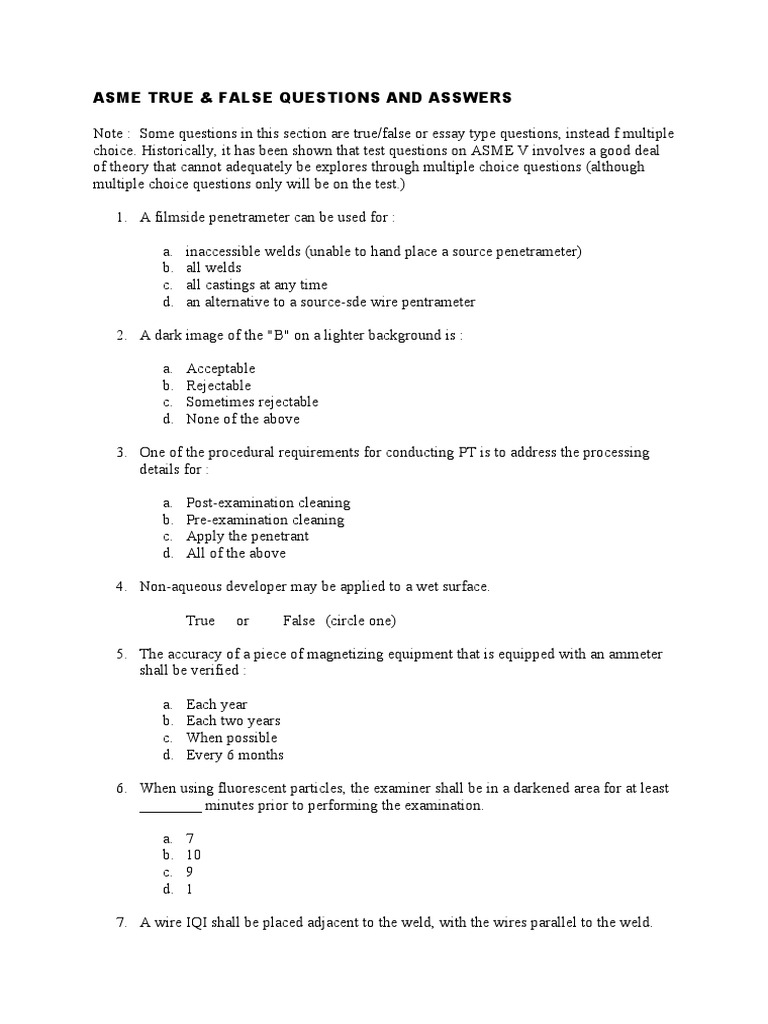 Asme Questions and Answers Part Vi | PDF | Radiography | Welding
