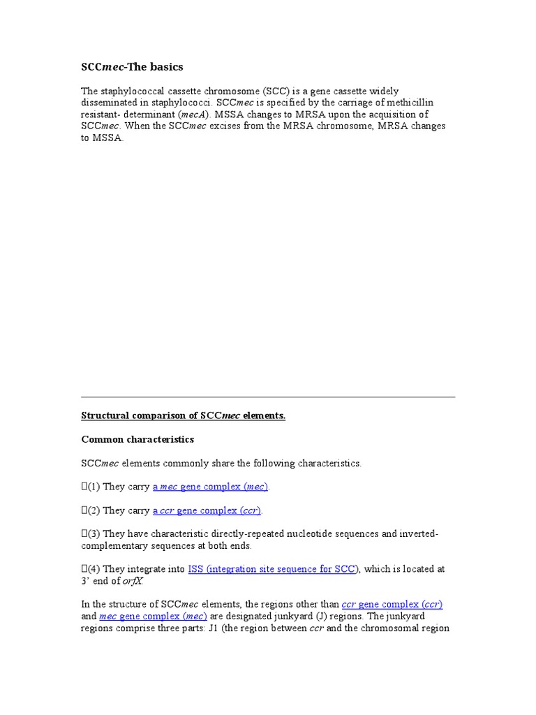 Sccmec-The Basics: A Mec Gene Complex (Mec) A CCR Gene Complex (CCR ...