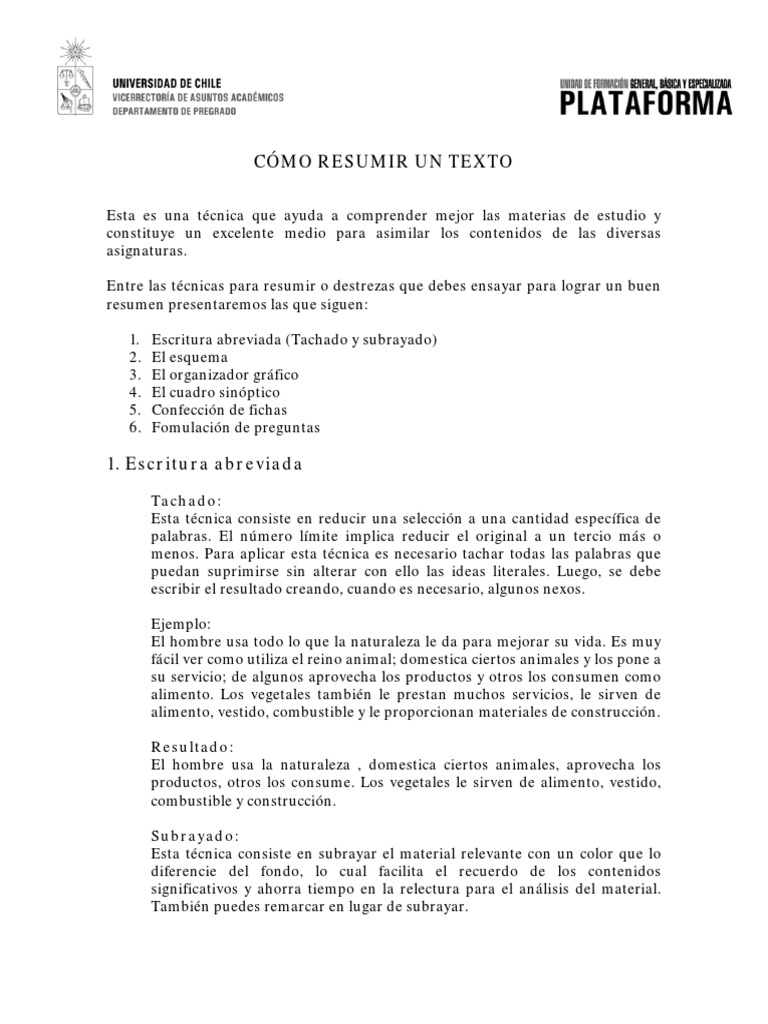 Como Resumir Un Texto | PDF